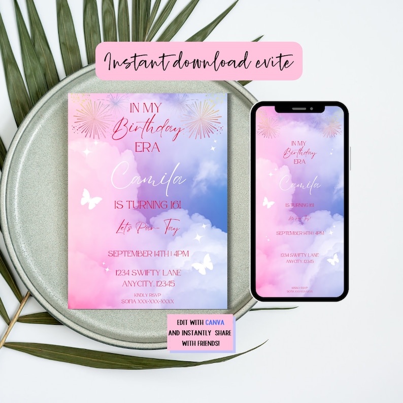Taylor Swift Birthday Party Invitation, Digital Invitation, Swiftie ...