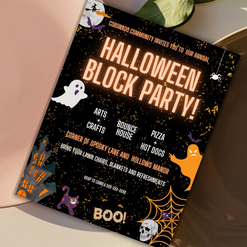 Editable Halloween Block Party Flyer Halloween Neighborhood - Etsy