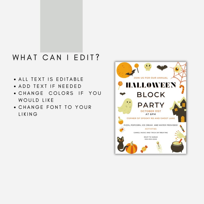 Editable Halloween Block Party Flyer, Halloween Neighborhood Party ...