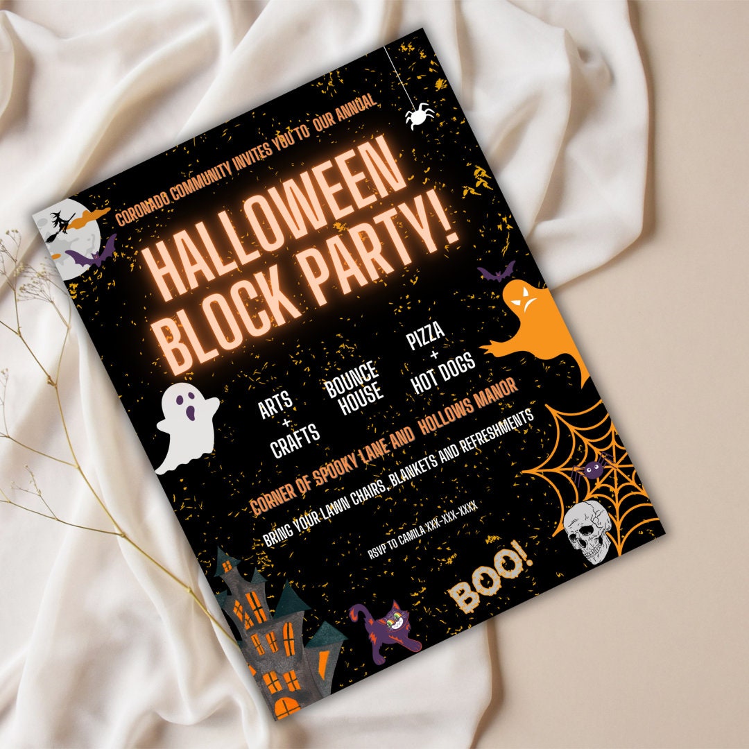 Editable Halloween Block Party Flyer Halloween Neighborhood - Etsy