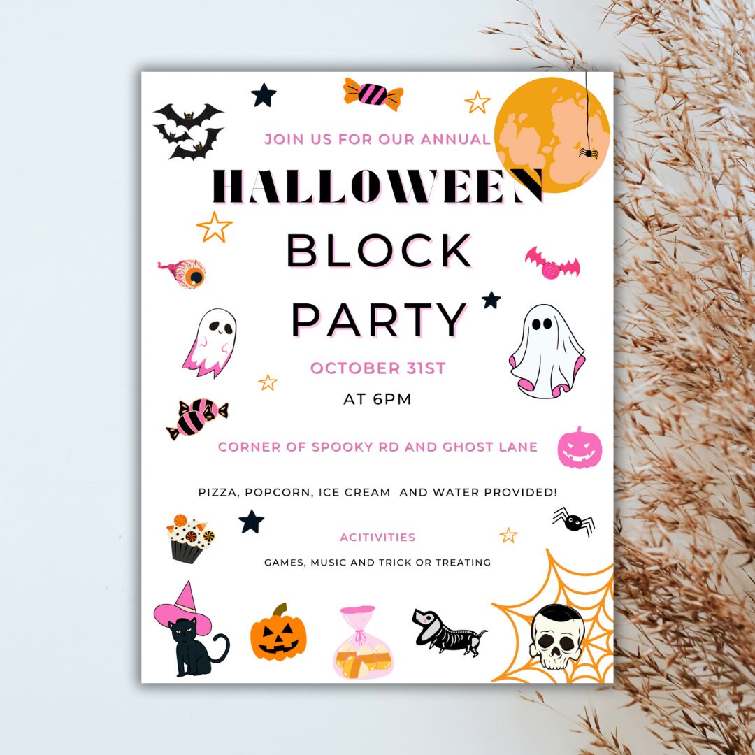 Editable Halloween Block Party Flyer Halloween Neighborhood - Etsy ...