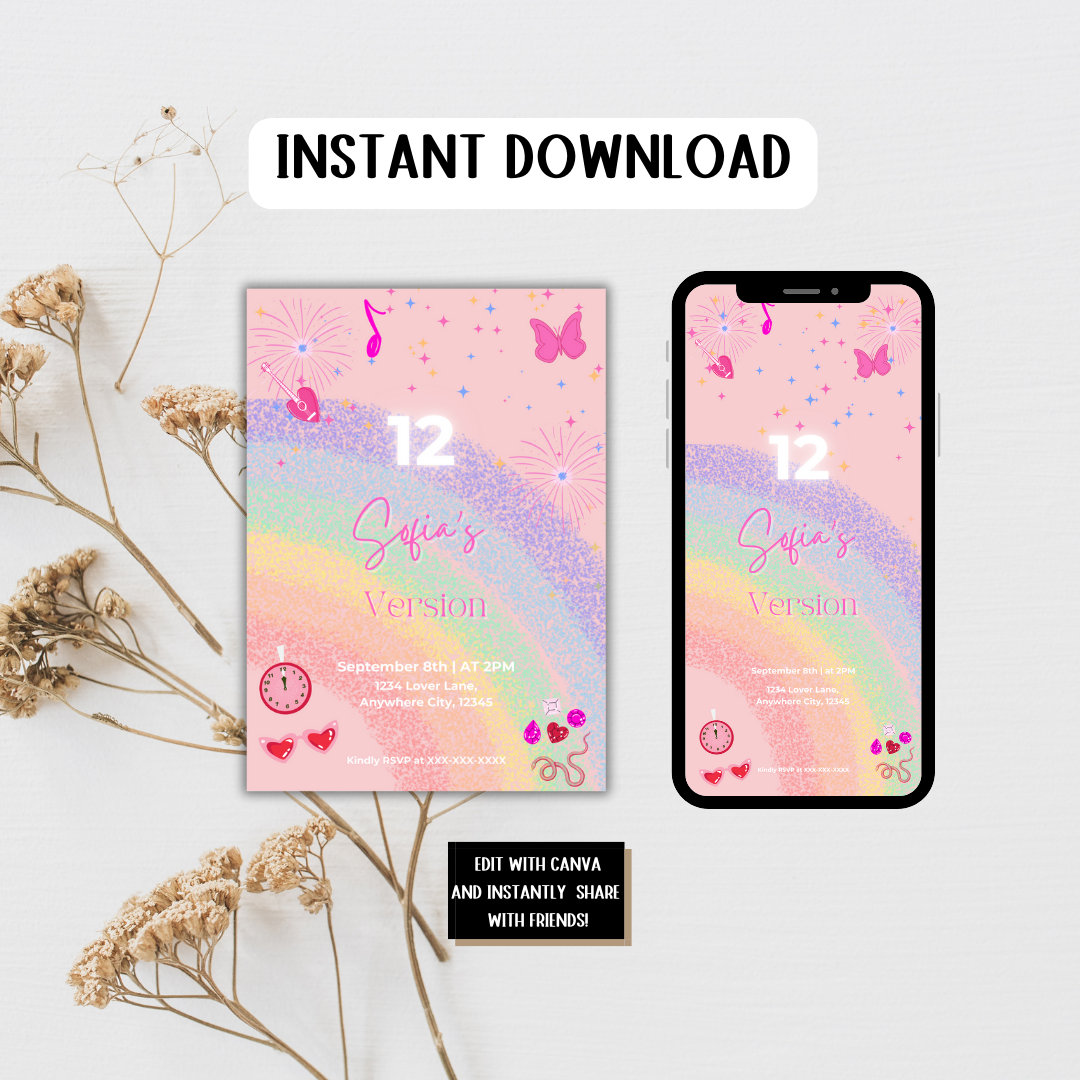 Taylor Swift Birthday Party Invitation, Digital Invitation, Taylor ...