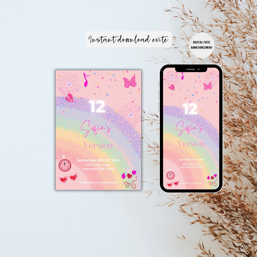Taylor Swift Birthday Party Invitation, Digital Invitation, Taylor ...
