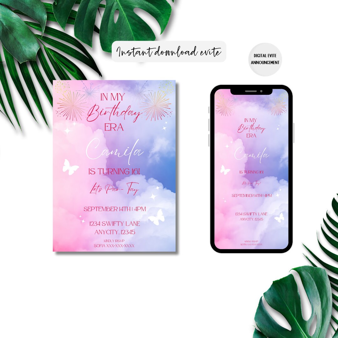 Taylor Swift Birthday Party Invitation, Digital Invitation, Swiftie ...