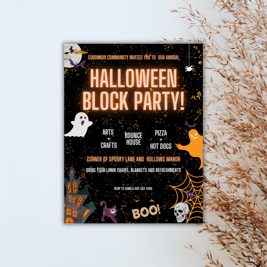 Editable Halloween Block Party Flyer Halloween Neighborhood - Etsy