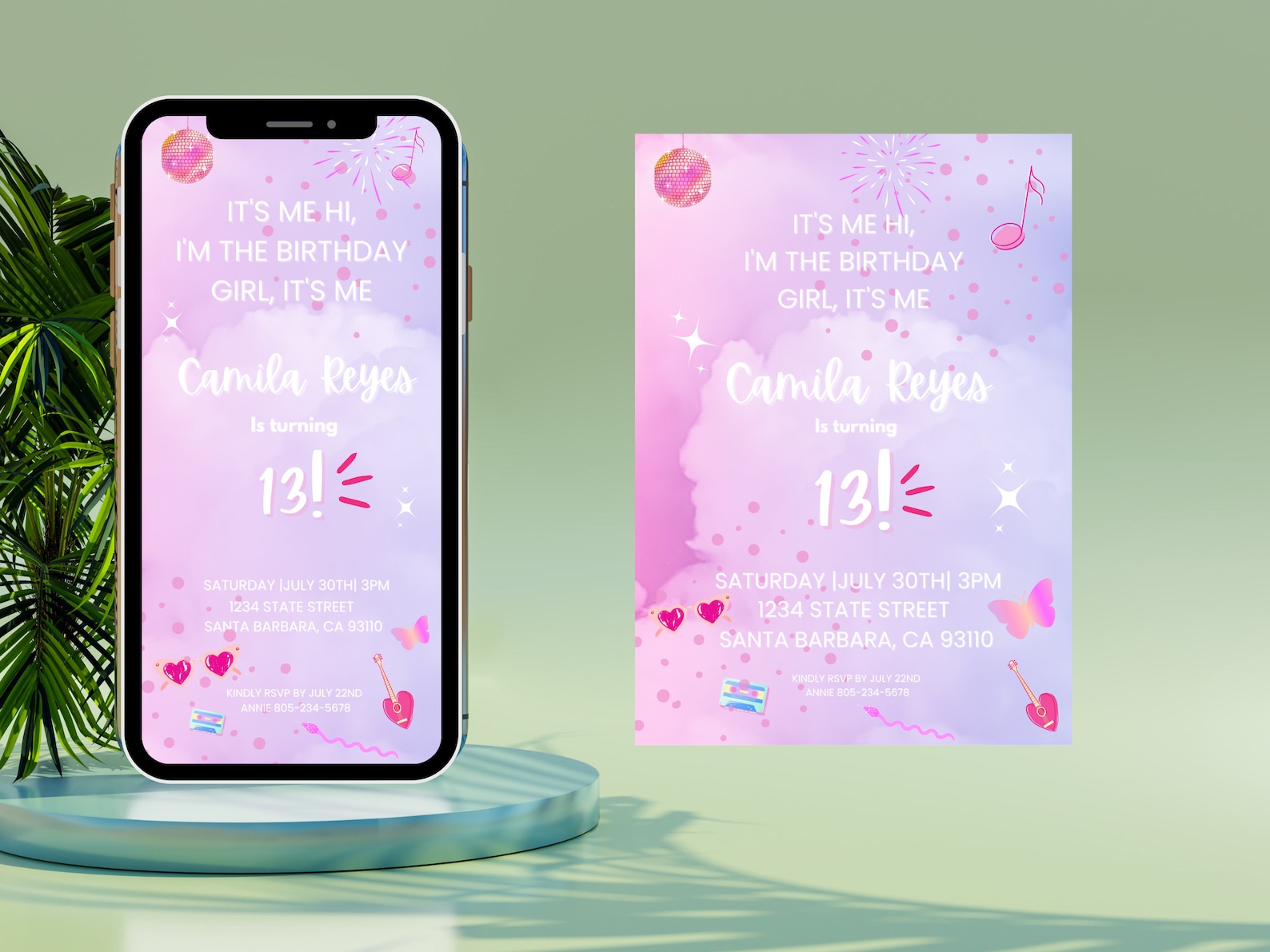 Taylor Swift Birthday Party Invitation, Digital Invitation, Swiftie ...