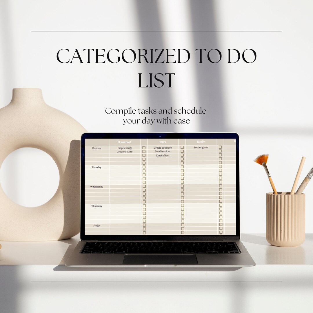 Categorized TO DO List Google Sheet - Etsy