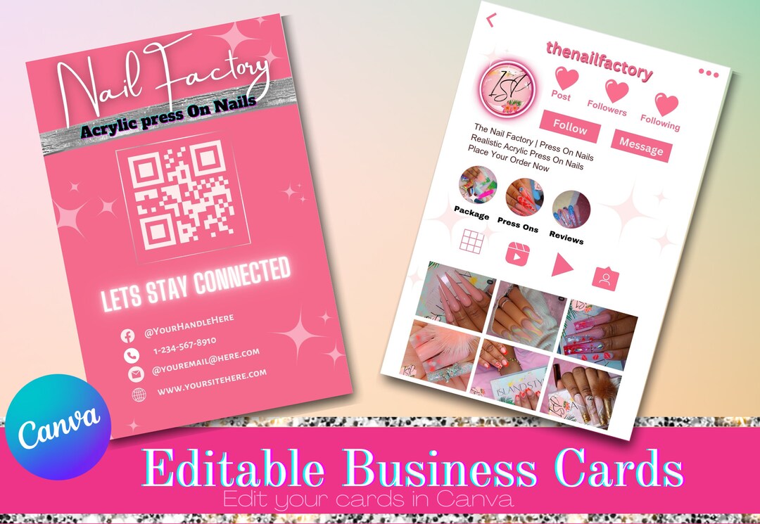Instagram Influencer Business Cards, DIY Canva Digital Business Card ...