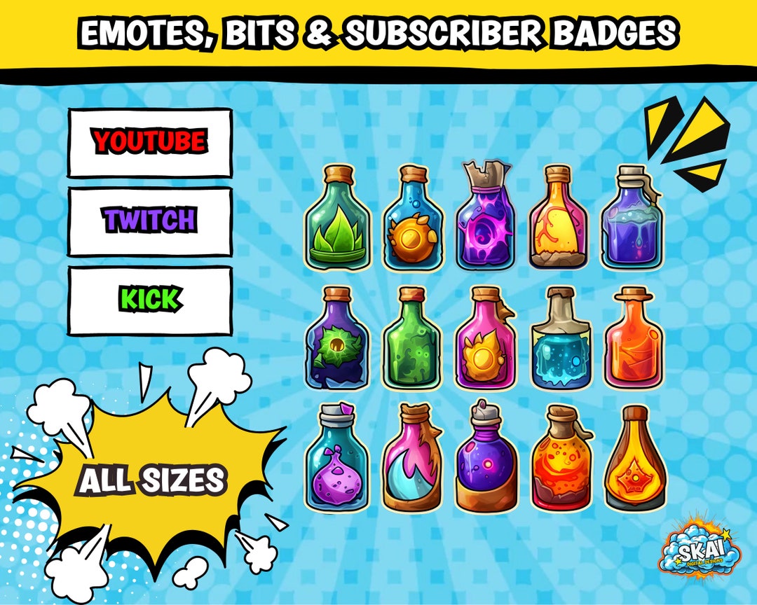 Magic Potions Twitch, Youtube, Kick Emotes, Bits, & Subscriber Badges ...