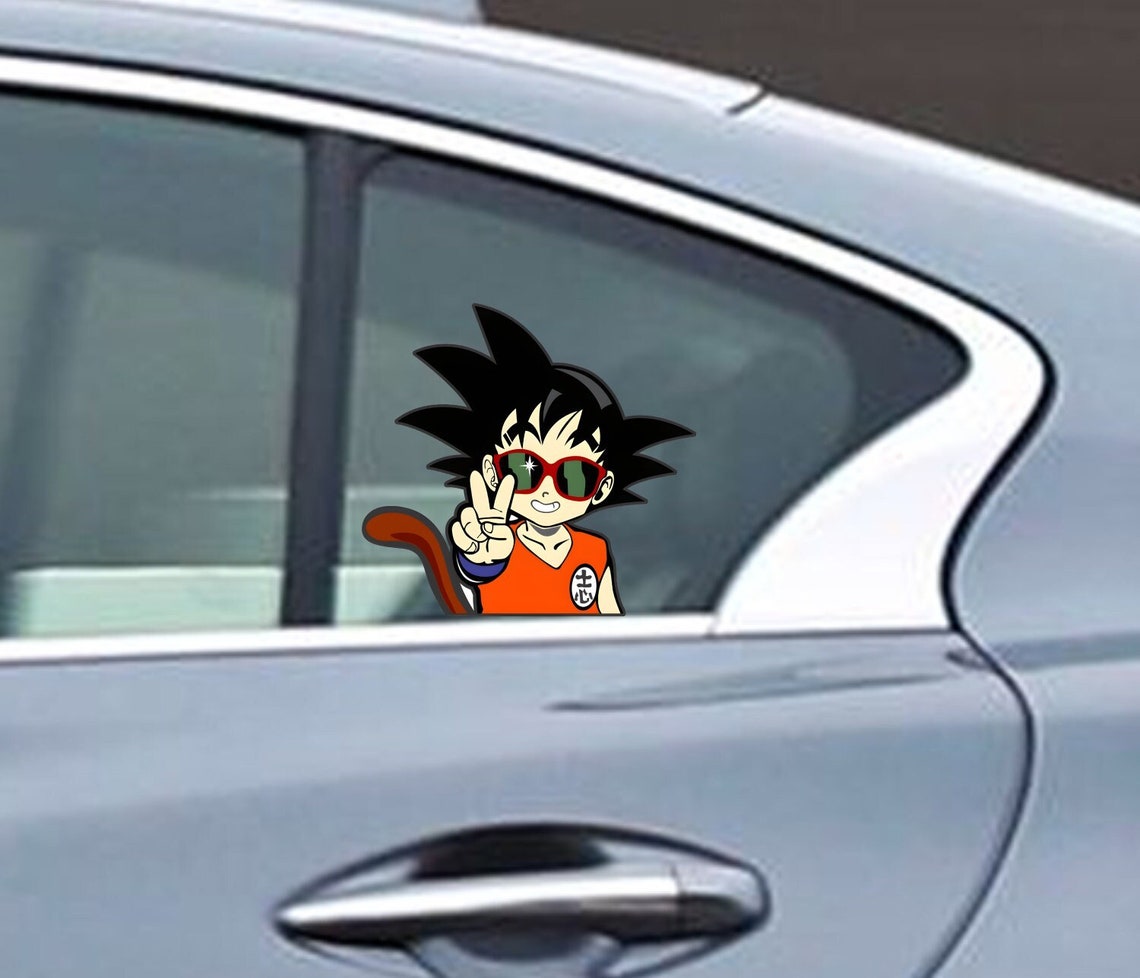 Goku Window Peeker Sticker Funny Laptop Car Window Bumper JDM Decal ...