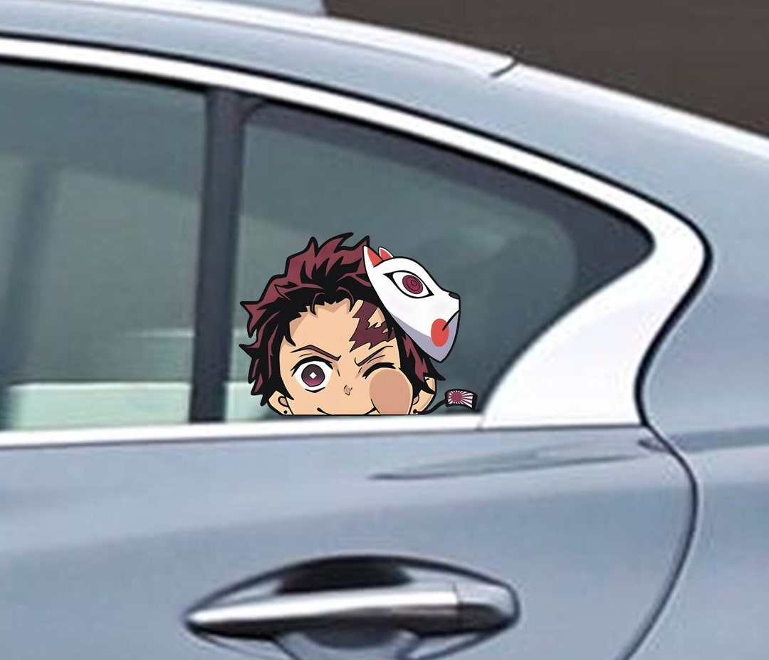 Tanjiro Kamado Window Peeker Sticker Funny Laptop Car JDM Decal Demon ...