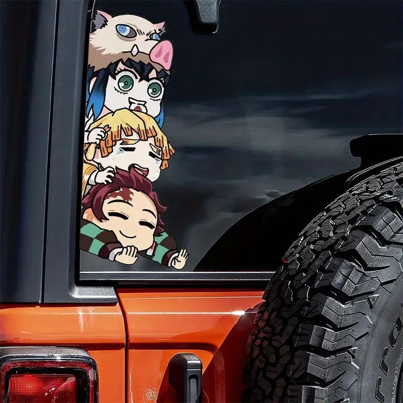 Nezuko Kamado Tanjiro Kamado Peeking Sticker Decal Funny Laptop Car ...