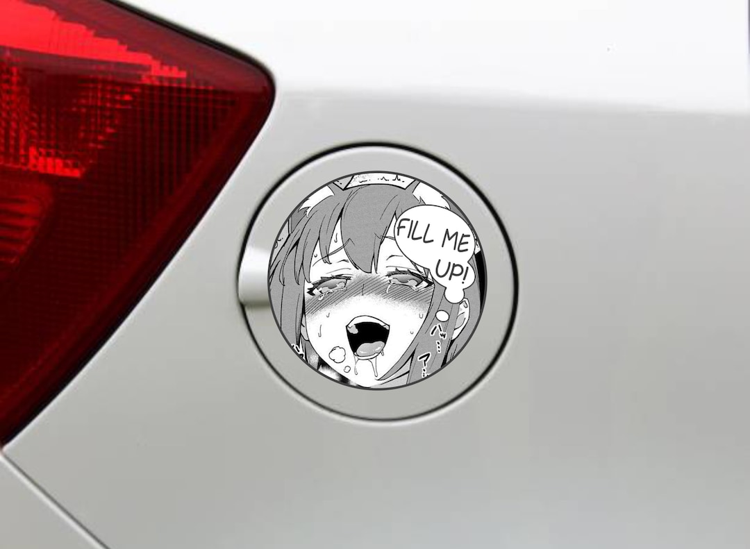 JDM Waifu Sticker, Fill Me up Gas Lid Sticker, Senpai Decal, Anime Girl ...