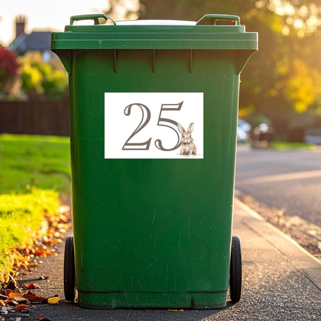 Personalised Wheelie Bin Stickers Labels House Name Number - Rabbit ...
