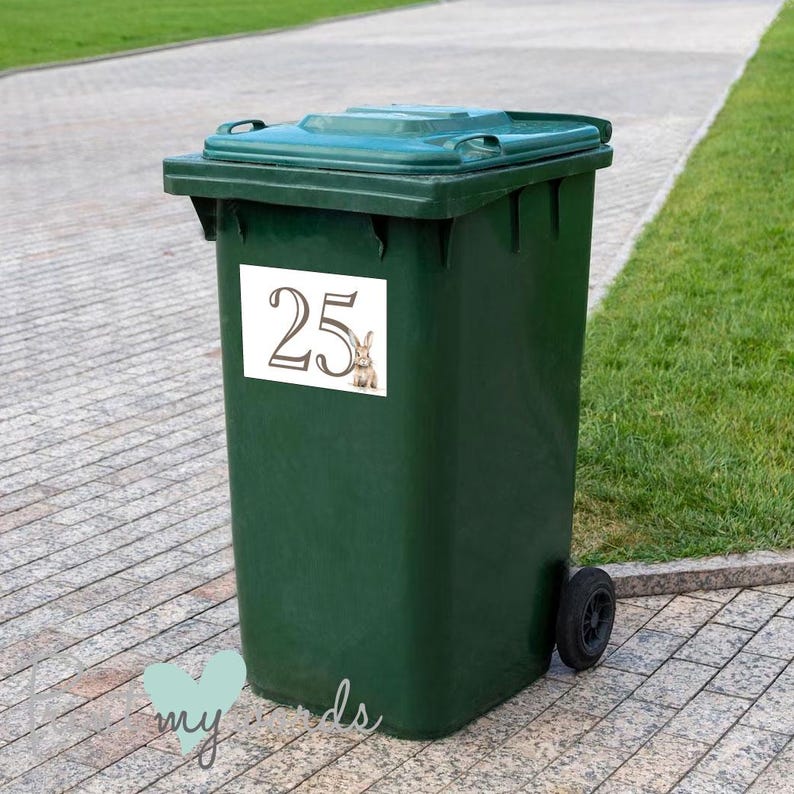 Personalised Wheelie Bin Stickers Labels House Name Number - Rabbit ...
