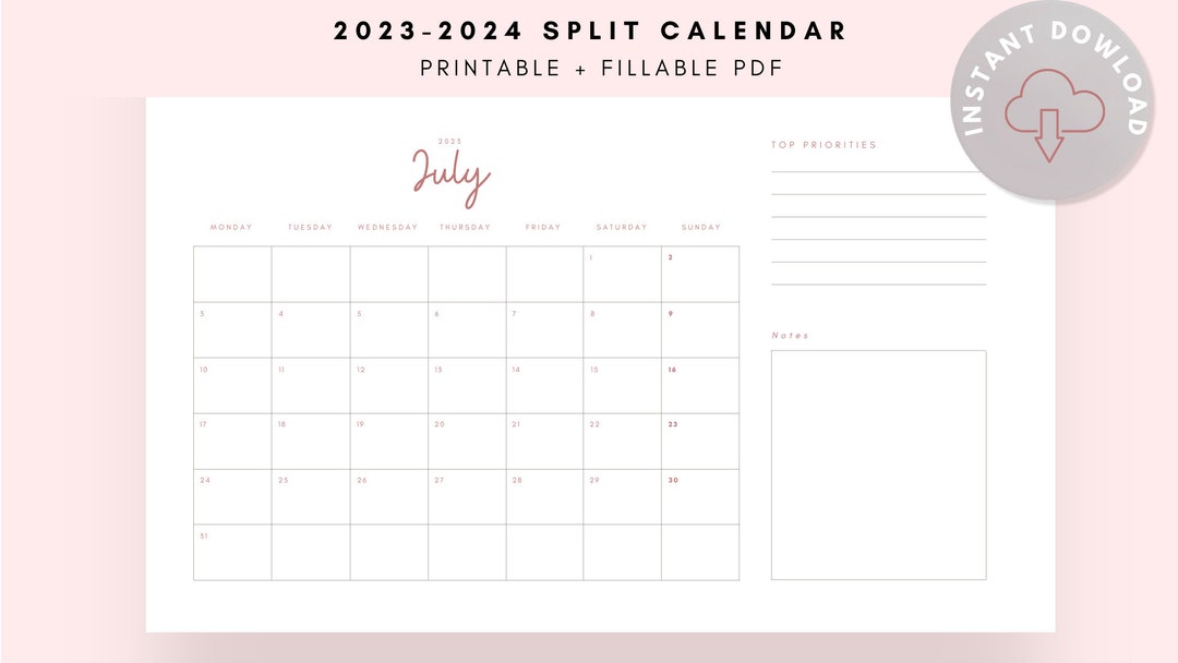Simplistic 2023-2024 Calendar *downloadable* - Etsy
