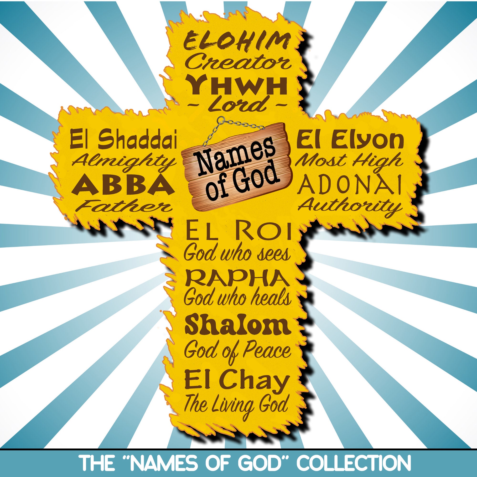 Christian "names of God" Tshirt, YWHW Lord El Shaddai Almighty Abba ...
