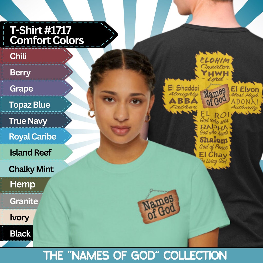 Christian "names of God" Tshirt, YWHW Lord El Shaddai Almighty Abba ...