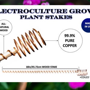 18 Long Electroculture Plant Stakes With SOIL COIL Range Extender. Pack ...
