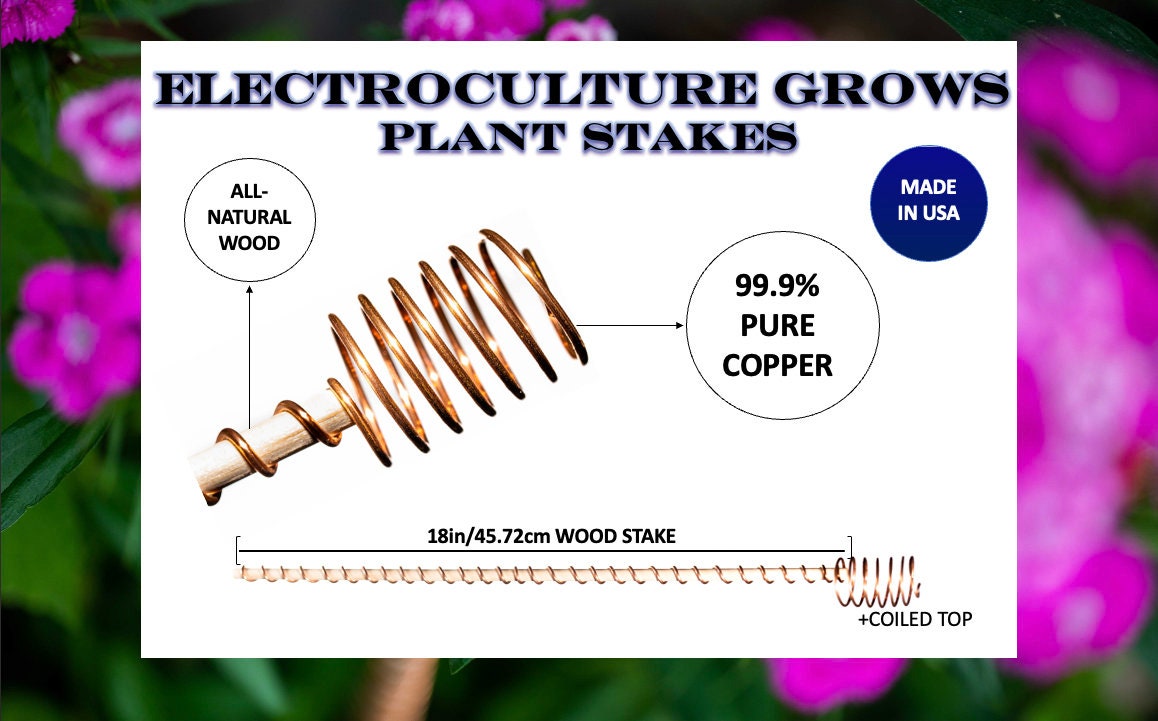 18 Long Electroculture Plant Stakes With SOIL COIL Range Extender. Pack ...