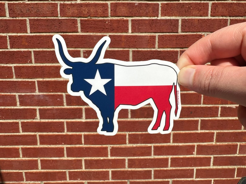 Texas Flag Longhorn Sticker, Texas Sticker, Texas Flag Sticker, Texas ...