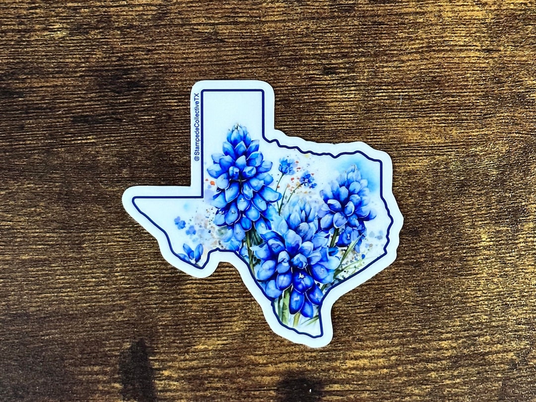 Texas Bluebonnet Vinyl Sticker: State Outline, Floral Decal - Etsy