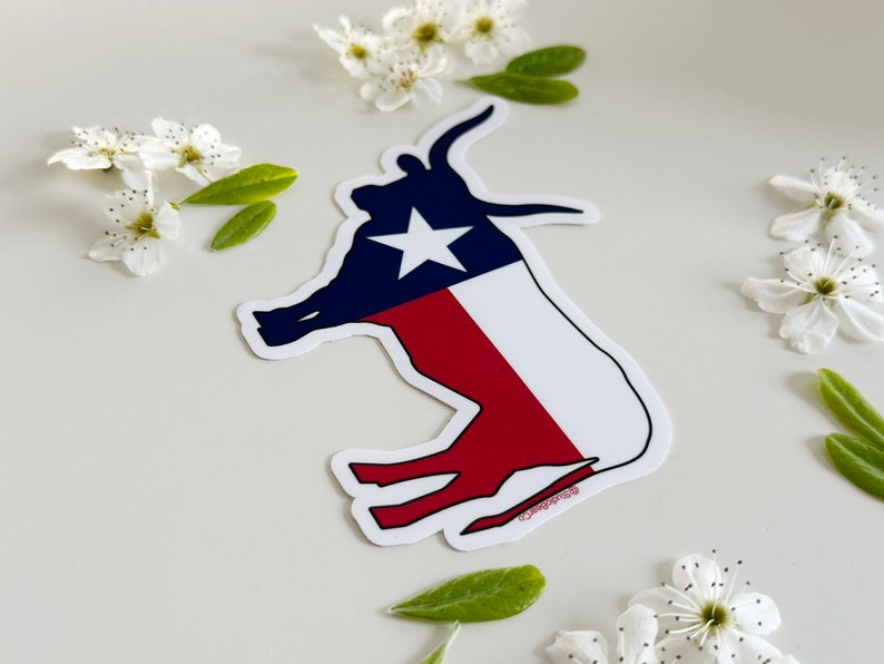 Texas Flag Longhorn Vinyl Sticker: Texas Pride Decal - Etsy