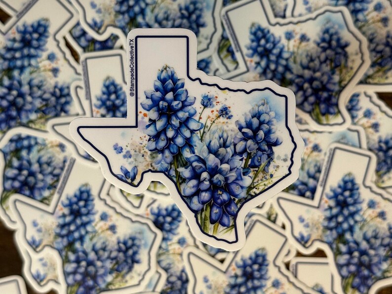 Texas Bluebonnet Vinyl Sticker: State Outline, Floral Decal - Etsy