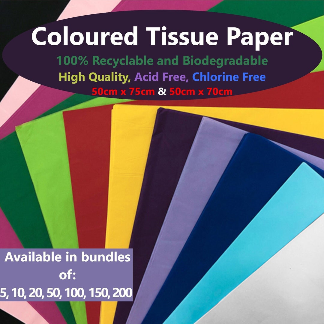 Coloured Tissue Paper 70cm X 50cm High Quality Acid Free Biodegradable ...