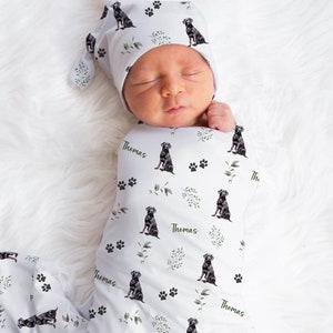 Black Lab Baby Swaddle Blanket Yellow Labrador Swaddle With Name Custom ...