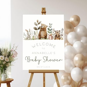 Woodland Baby Shower Welcome Sign Forest Critters Woodland Welcome ...