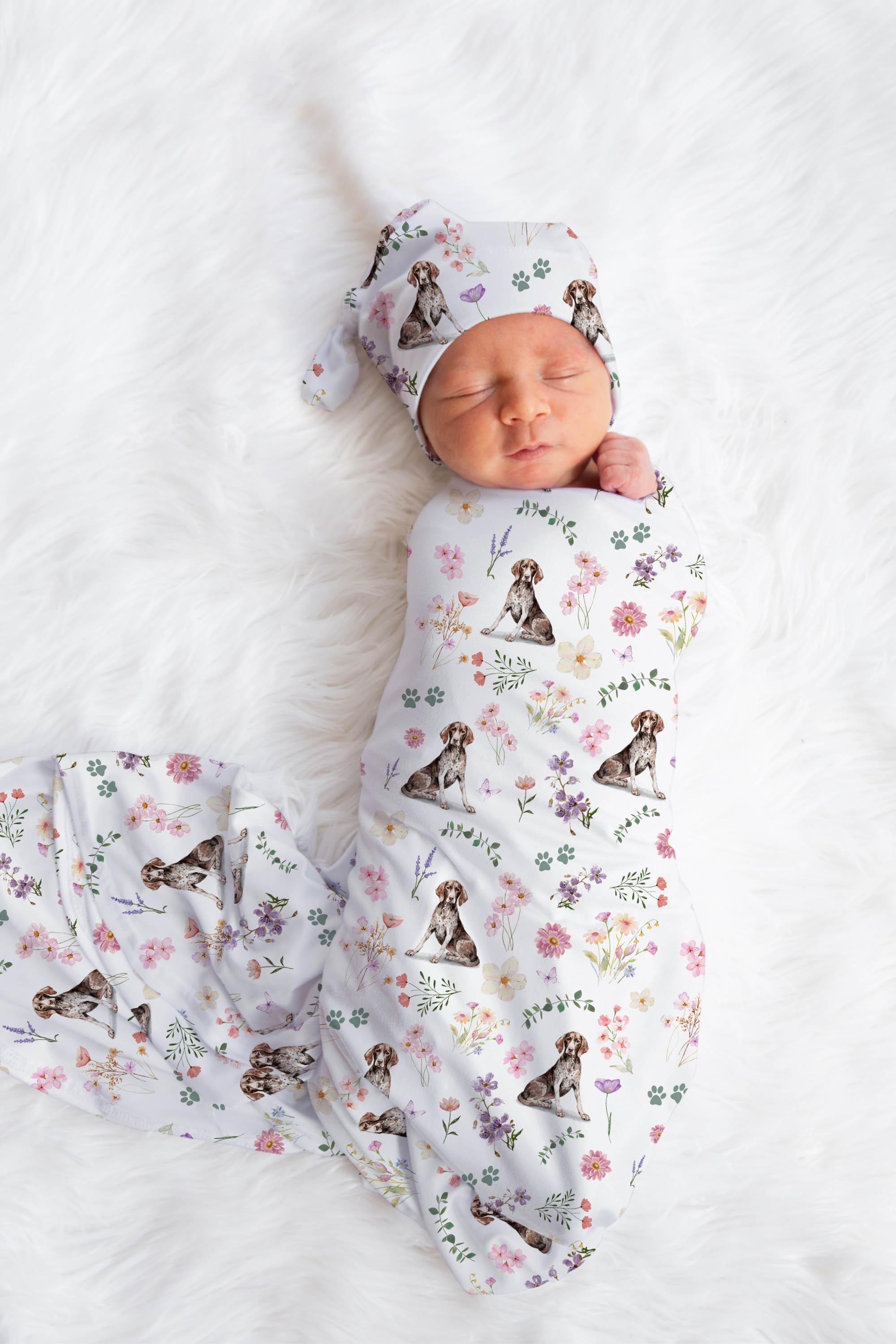 GSP Swaddle Blanket With Name German Shorthaired Pointer Baby Blanket ...