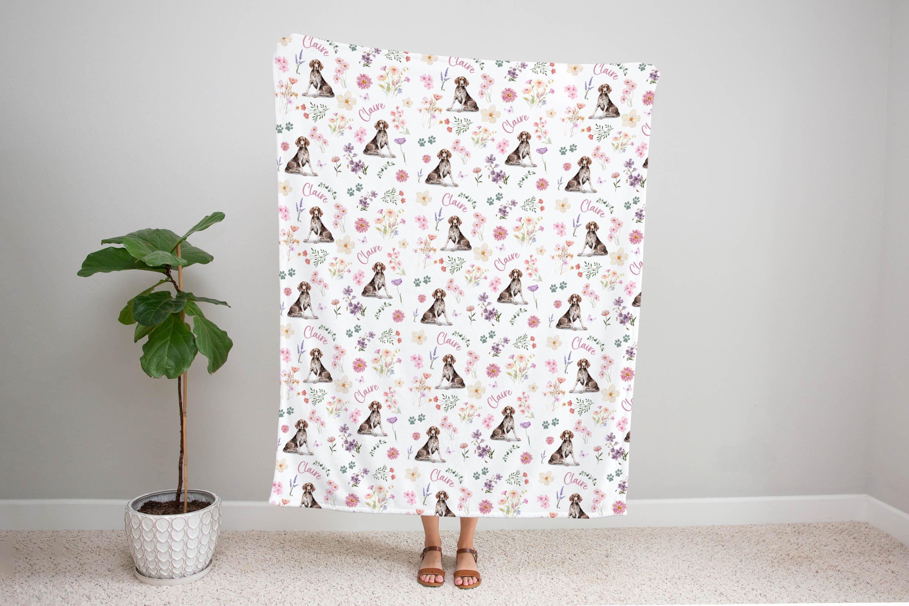 GSP Swaddle Blanket With Name German Shorthaired Pointer Baby Blanket ...