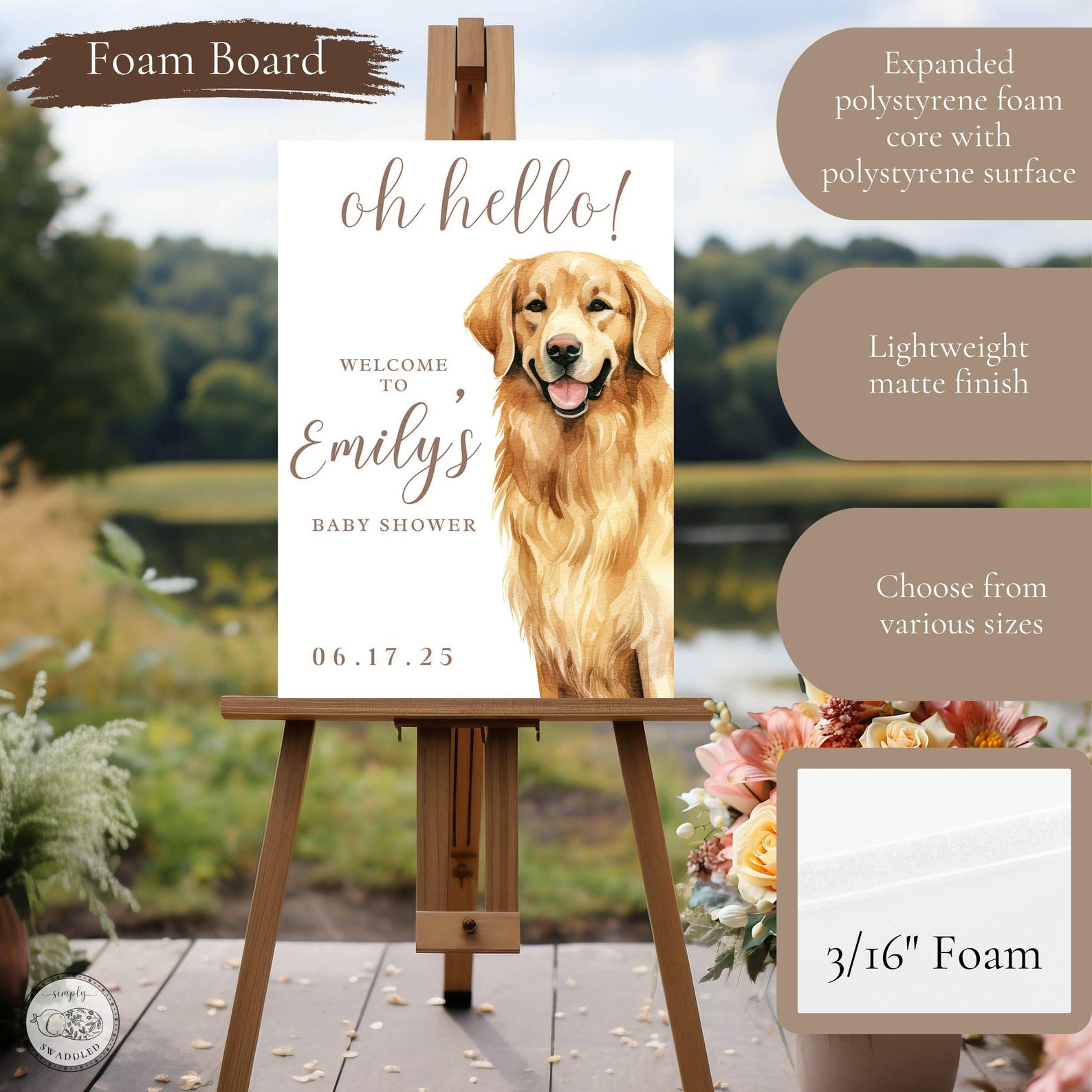 Golden Retriever Baby Shower Welcome Sign Girl Boy Baby Shower Sign ...