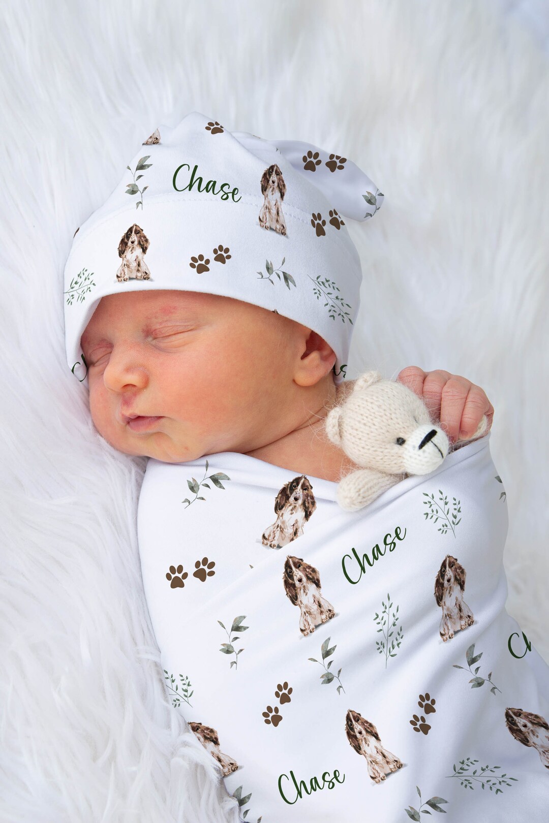 Cocker Spaniel Swaddle Blanket With Name Custom Cocker Spaniel Baby ...
