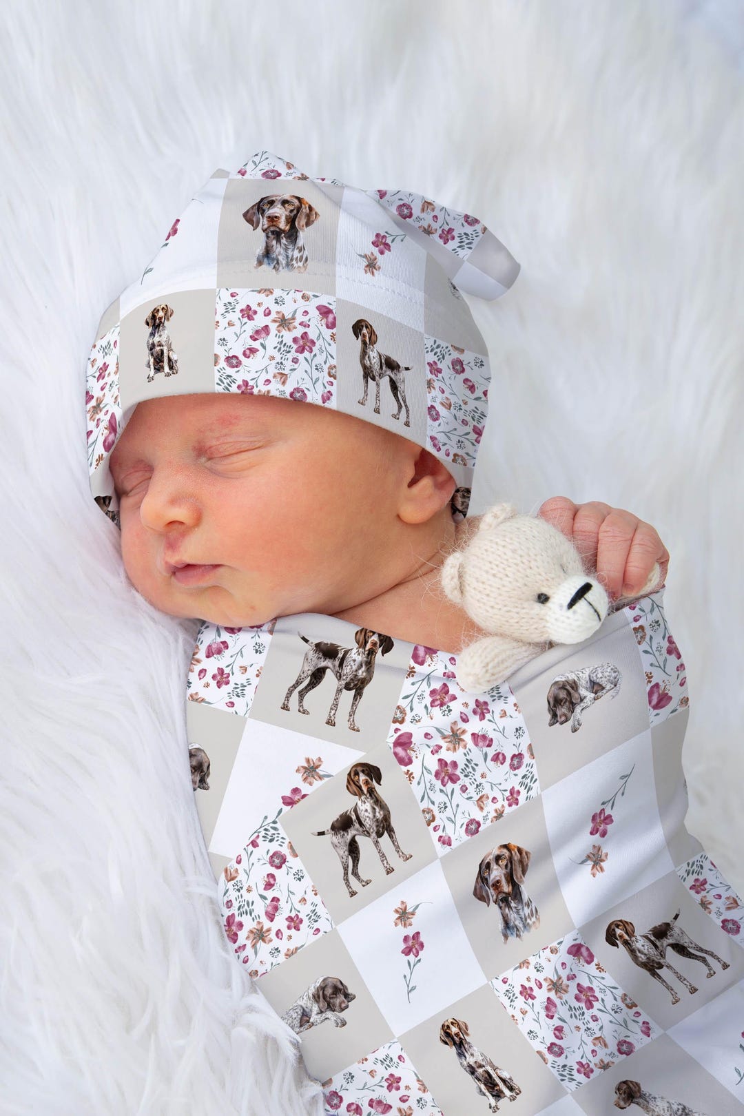 GSP Hospital Take Home Baby Girl Swaddle and Hat German Shorthaired ...