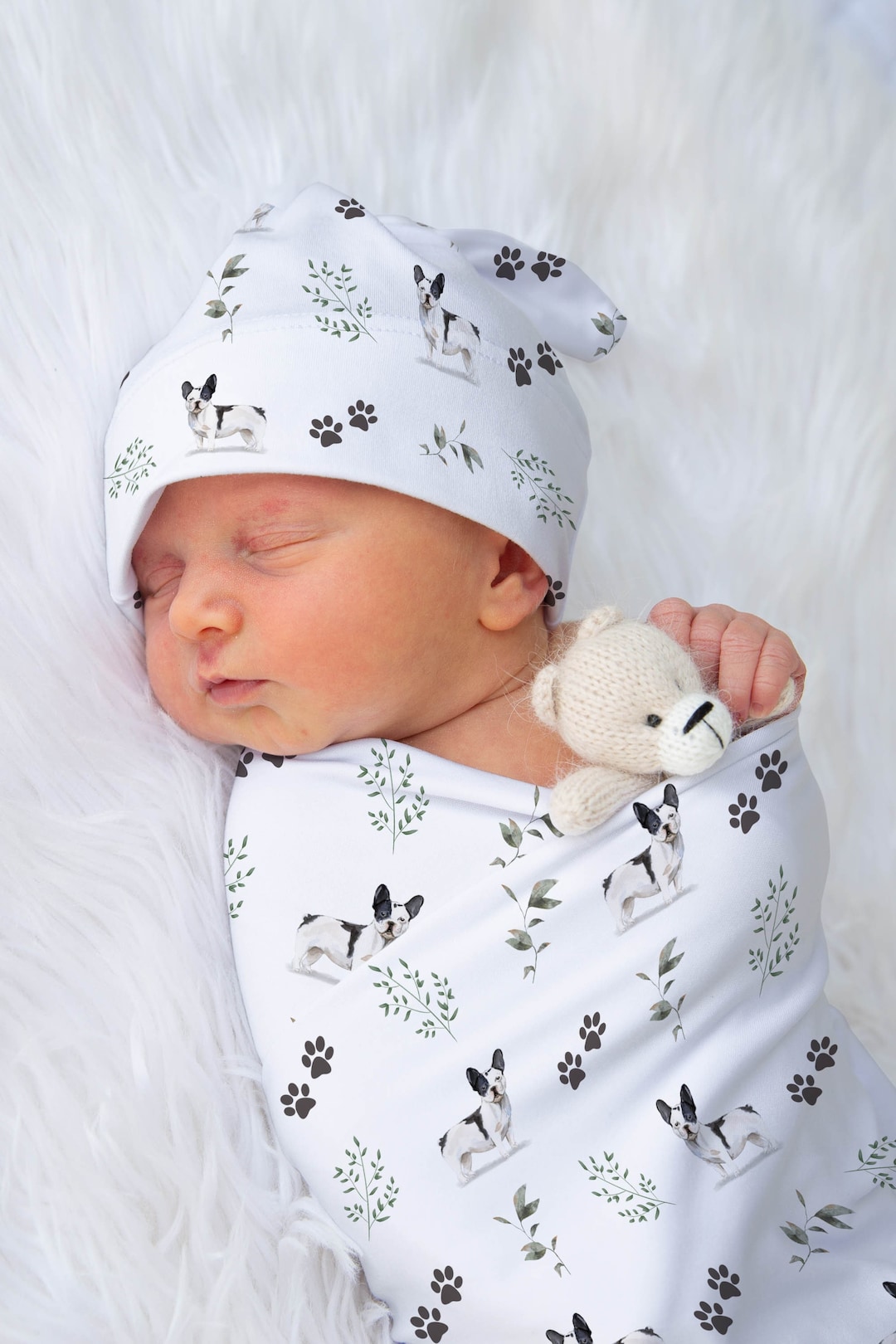 Personalized French Bulldog Swaddle Set Frenchie Baby Shower Gift ...