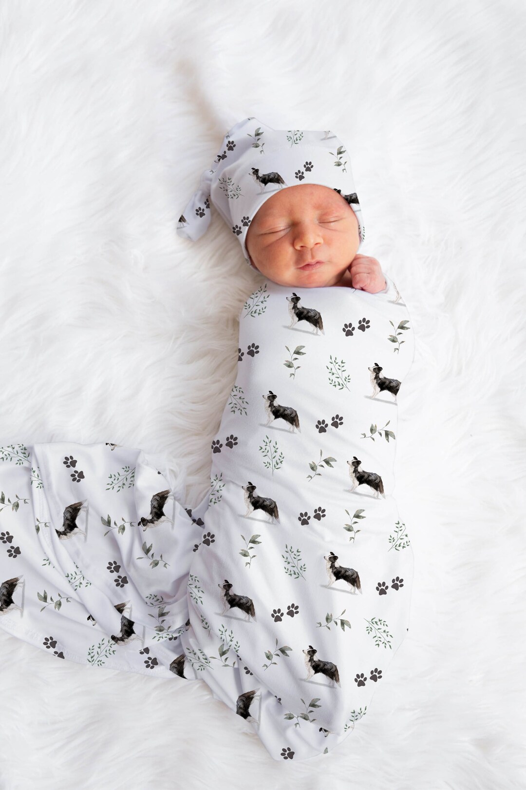 Border Collie Swaddle Custom Baby Boy Girl Personalized Border Collie ...