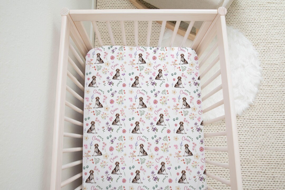 GSP Crib Sheet With Name German Shorthaired Pointer Baby Blanket ...