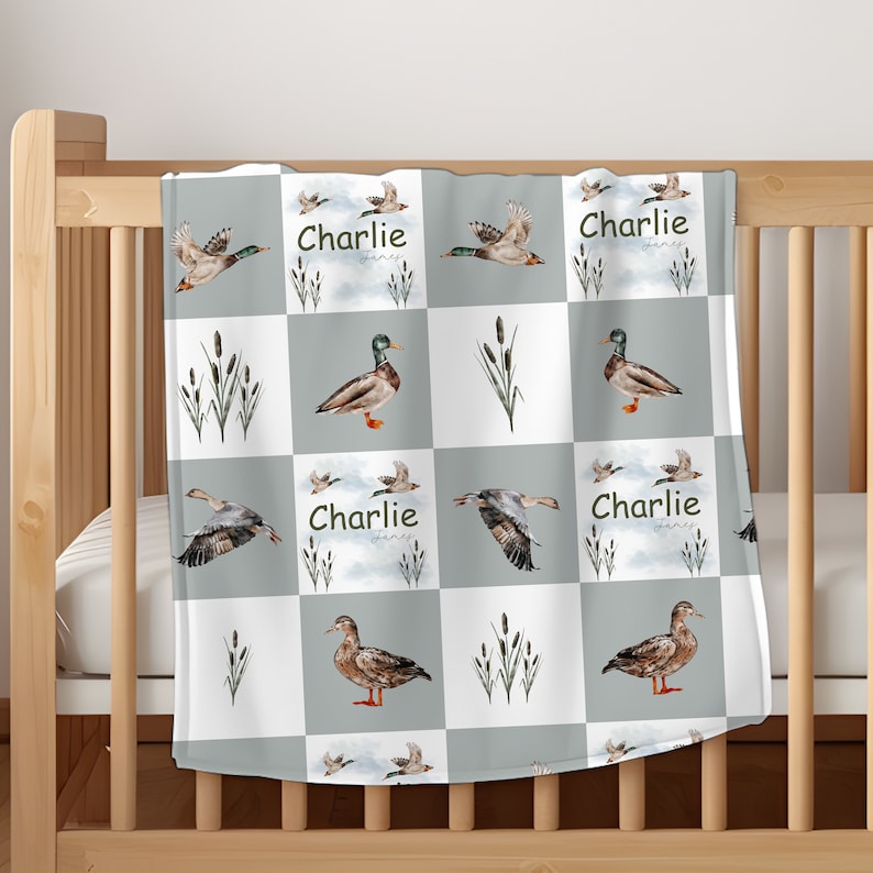 Ducks Baby Blanket, Ducks Baby Shower Gift Newborn, Personalized Duck ...