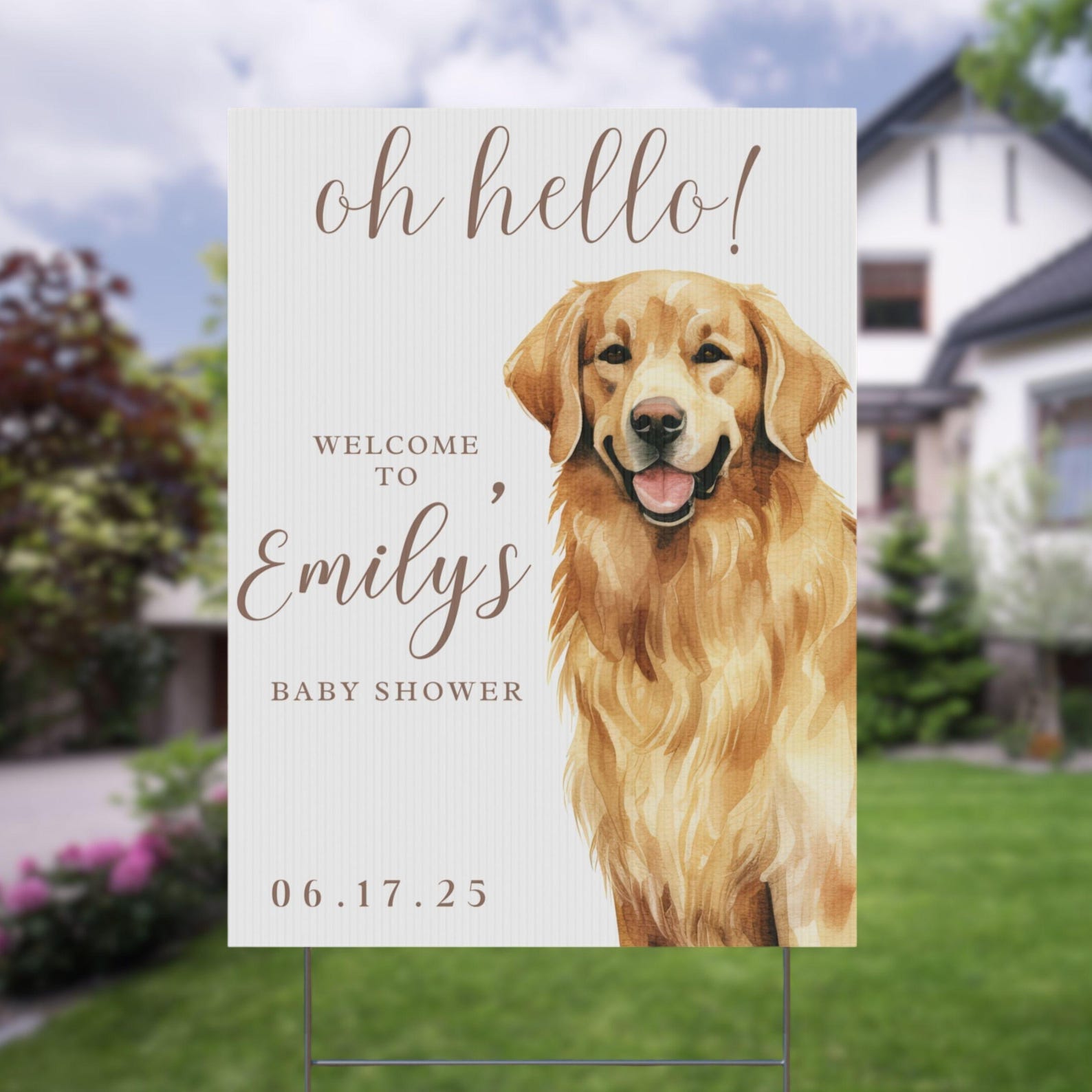 Golden Retriever Baby Shower Welcome Sign Girl Boy Baby Shower Sign ...