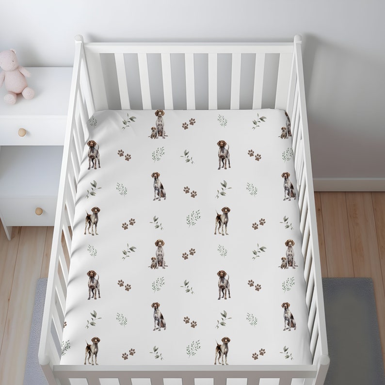German Shorthaired Pointer Crib Sheet, Bedding GSP Baby Bedding Baby ...