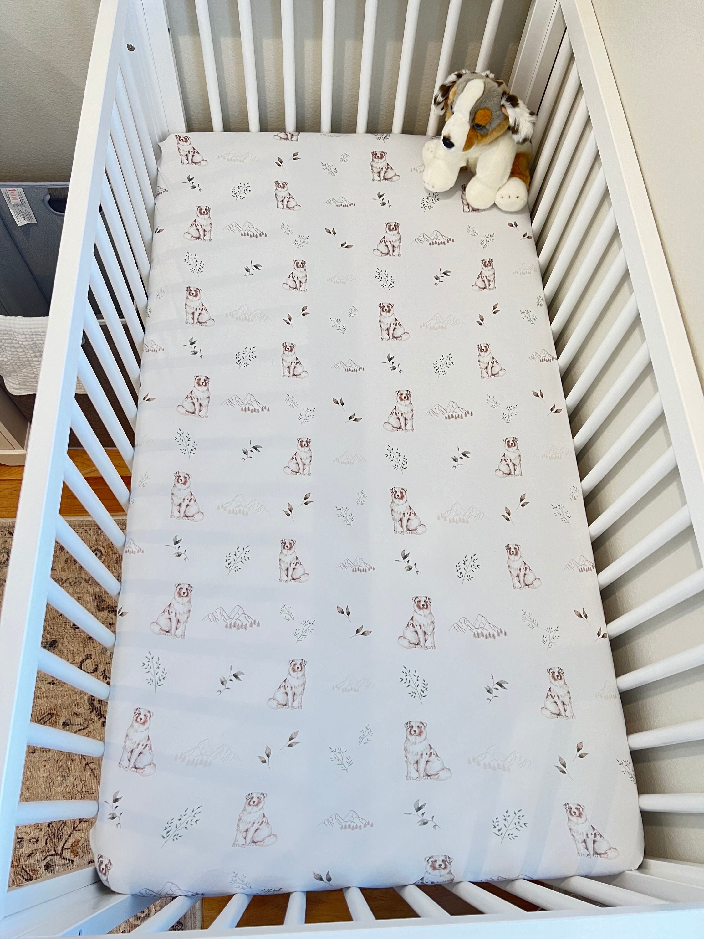 Australian Shepherd Crib Bedding Set, Aussie Shepherd Fitted Crib Sheet ...