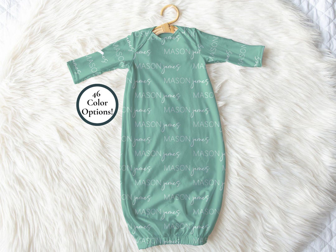 Personalized Newborn Gown With Name Swaddle Baby Name Announcement ...