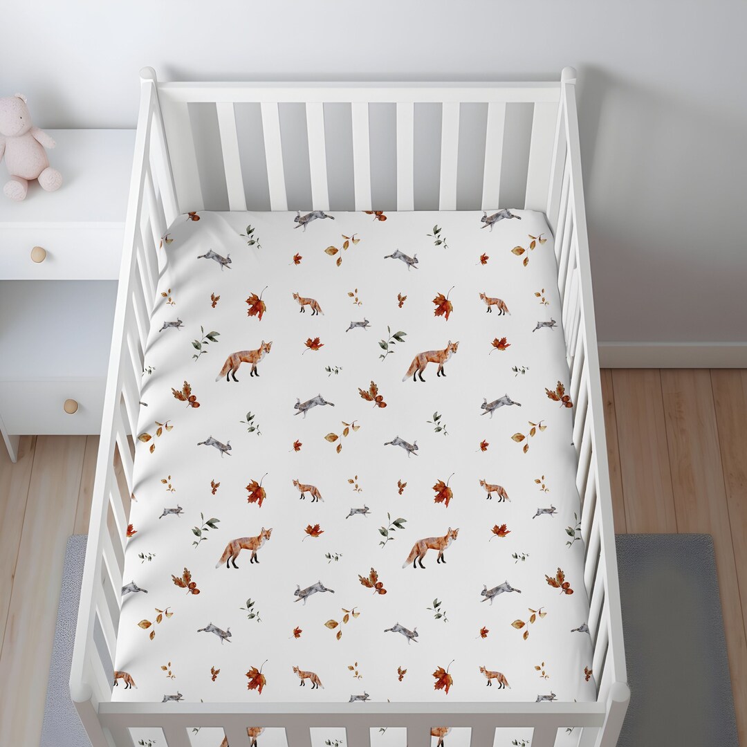 Fox Crib Sheet Woodland Nursery Bedding Forest Animals Nursery Bed Set ...