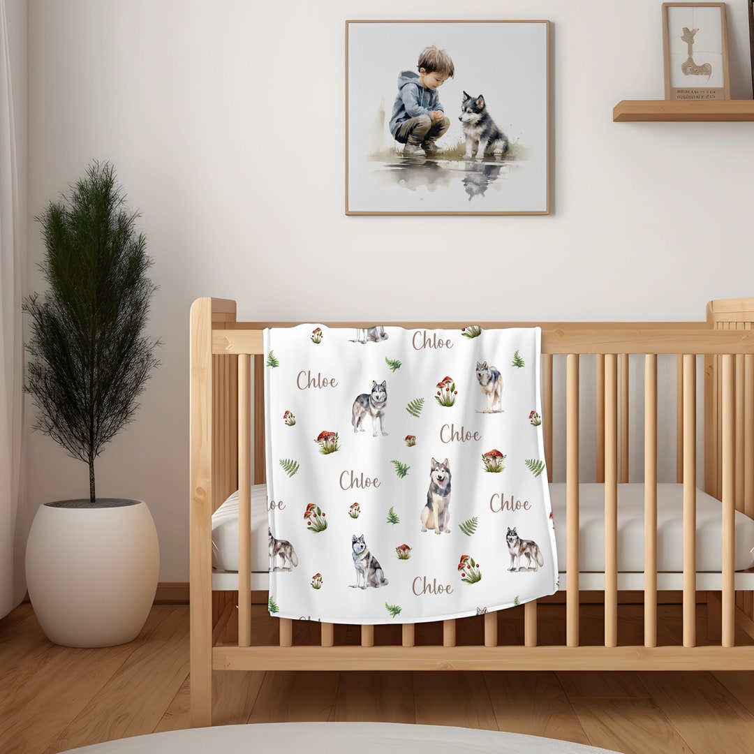 Husky Blanket Siberian Husky Baby Blanket Husky Nursery Bedding ...