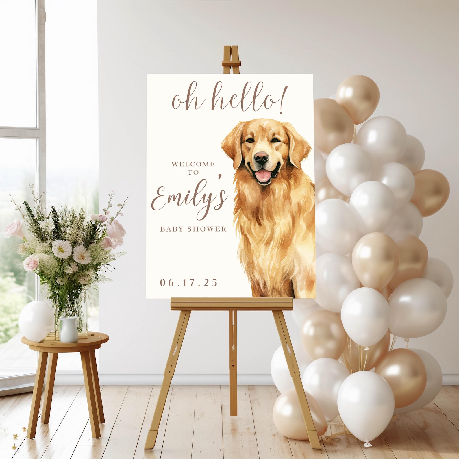 Golden Retriever Baby Shower Welcome Sign Girl Boy Baby Shower Sign ...