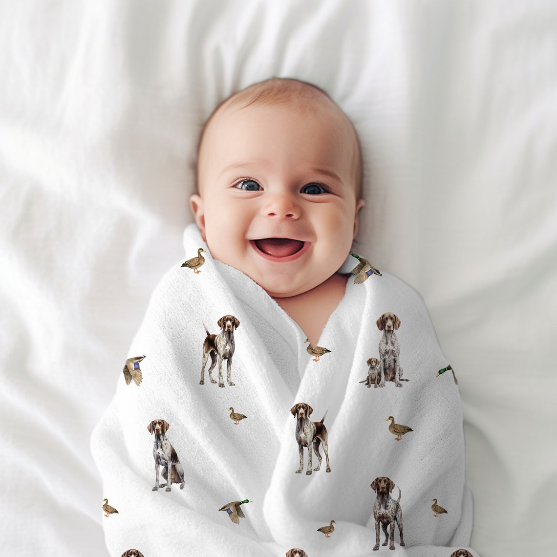 GSP Baby Blanket German Shorthaired Pointer Hunting Crib Bedding Baby ...