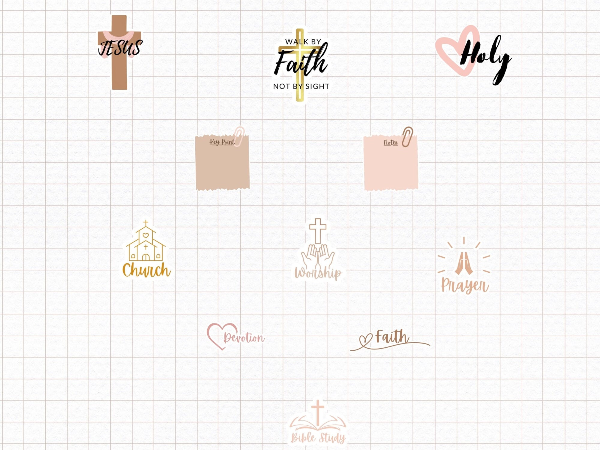 Faith Digital Stickers | Digital Planner Stickers | PNG Stickers ...