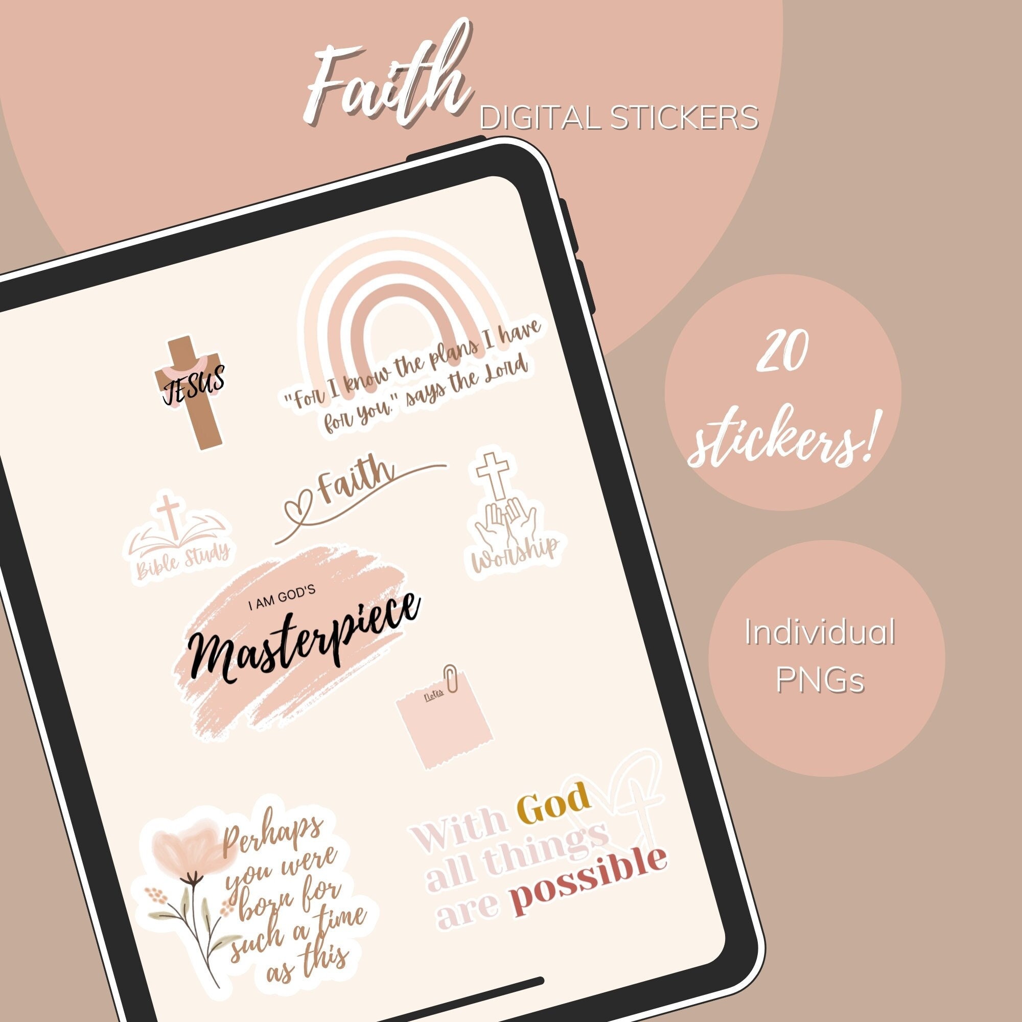 Faith Digital Stickers | Digital Planner Stickers | PNG Stickers ...